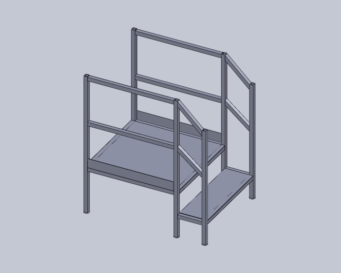 Fixed Access Steps - Door Opening Outwards - Steps and Stillages