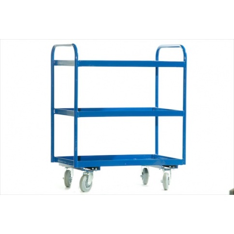 3 Tier Tray Trolley, Steel Top, 800 x 500 mm - Steps and Stillages