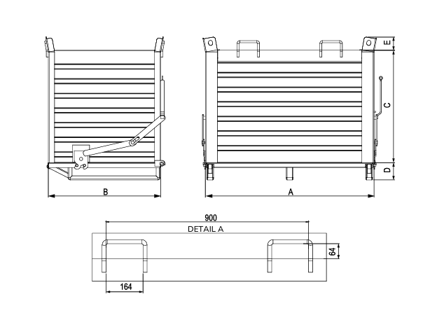 TITAN Drop Bottom Skips With 2000kg Capacity - Steps and Stillages