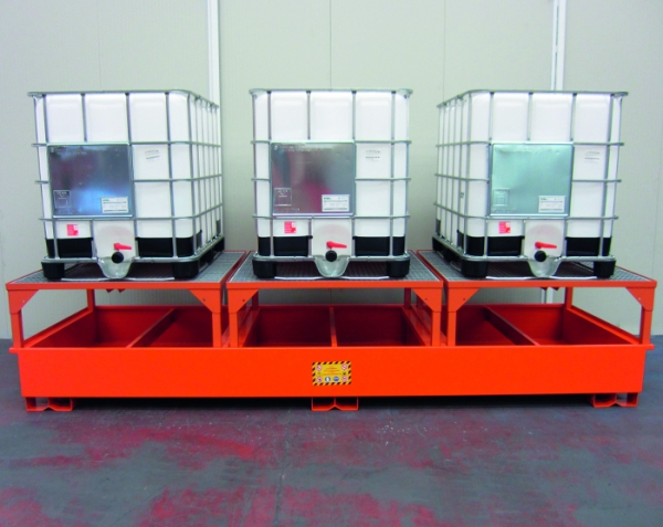 Steel Sump Pallets For 3 IBCs - Steps and Stillages