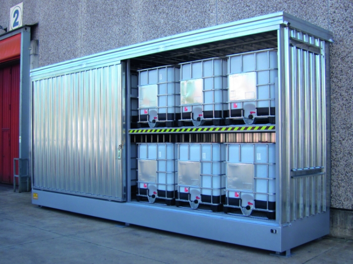 Storage Cabinet for 12 IBCs - Steps and Stillages