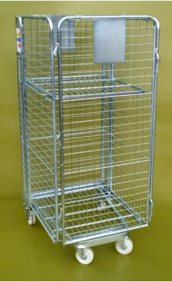 4 Sided Mesh Infill A Frame Roll Pallet Single Door - Steps and Stillages