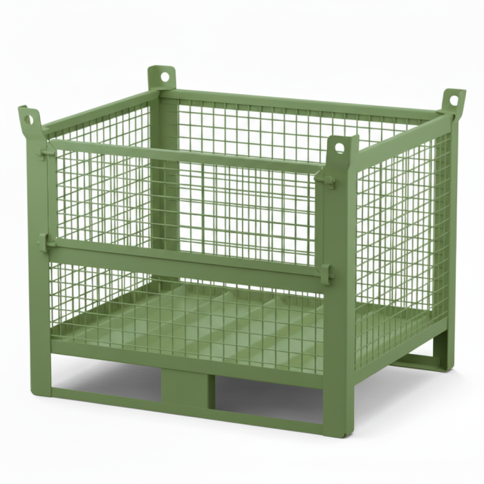 Heavy Duty Wire Mesh Stillage with Half Drop Front 1000kg - Steps and ...