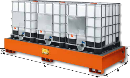 Steel Sump Pallets For 3 IBCs - Steps and Stillages