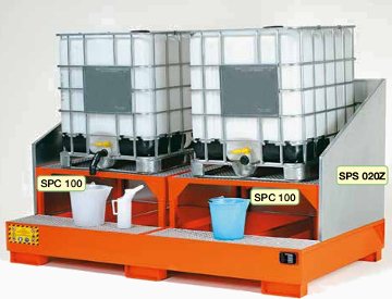 Steel Sump Pallets Split Grid For 2 IBCs - Steps and Stillages