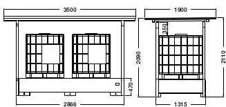 Steel Sump Pallet with Roof for 2 IBCs - Steps and Stillages